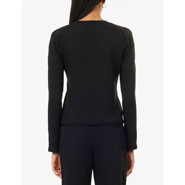 ME+EM Raw-edge V-neck Cotton-blend Sweatshirt