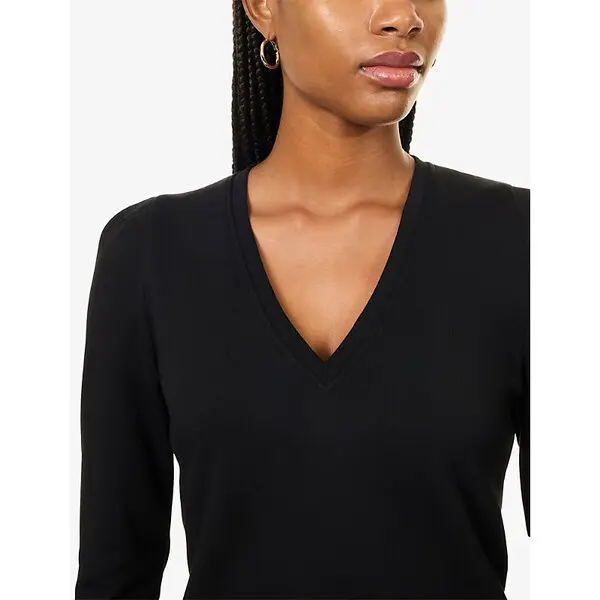 ME+EM Raw-edge V-neck Cotton-blend Sweatshirt