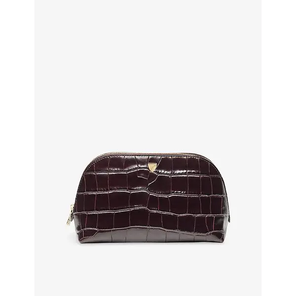 ASPINAL OF LONDON Classic Small Leather Cosmetic Case - Amazonbrown