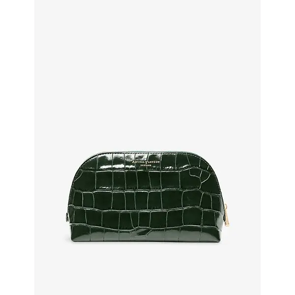 ASPINAL OF LONDON Classic Small Leather Cosmetic Case - Evergreen