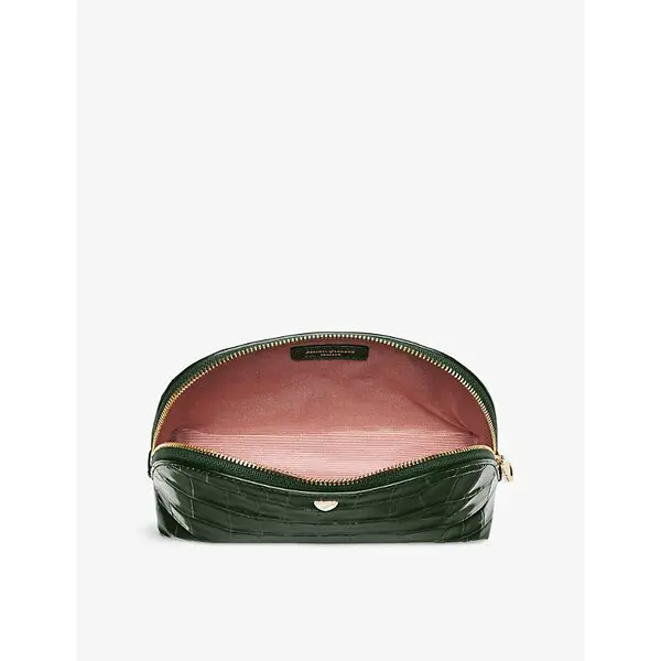 ASPINAL OF LONDON Classic Small Leather Cosmetic Case - Evergreen