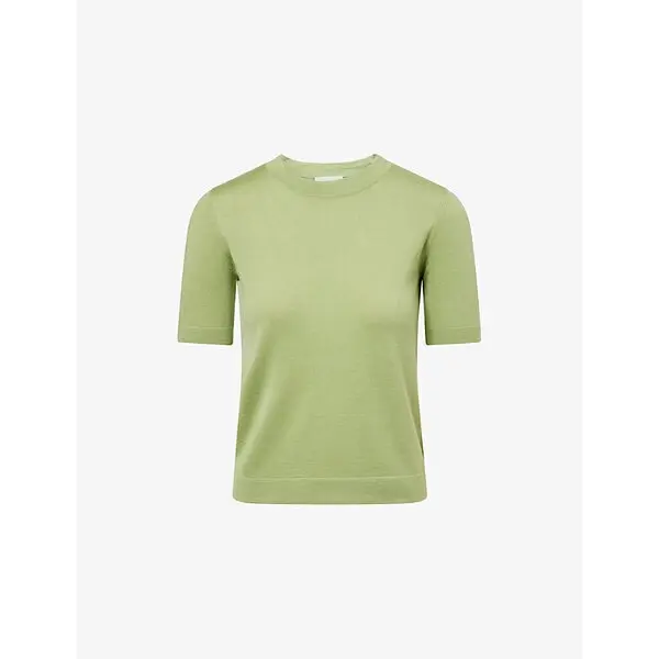 Max Mara Round-neck Short-sleeve Wool-blend Top - Green