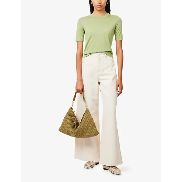 Max Mara Round-neck Short-sleeve Wool-blend Top