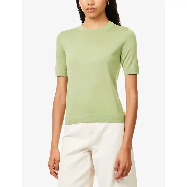 Max Mara Round-neck Short-sleeve Wool-blend Top
