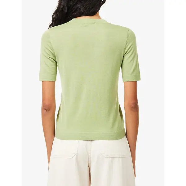 Max Mara Round-neck Short-sleeve Wool-blend Top