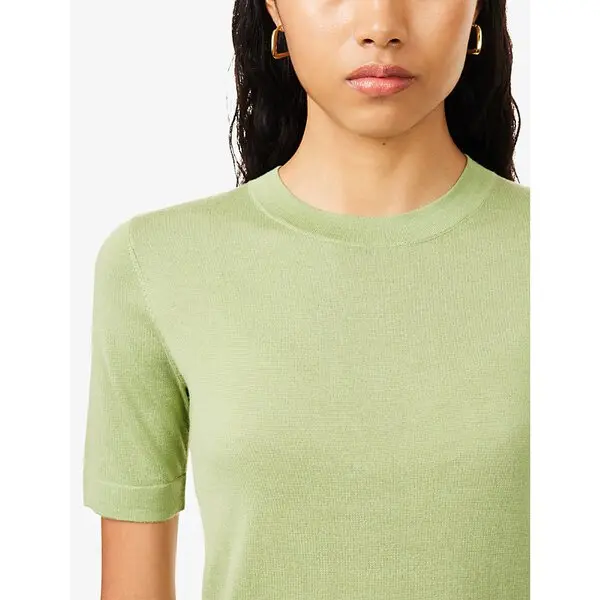 Max Mara Round-neck Short-sleeve Wool-blend Top