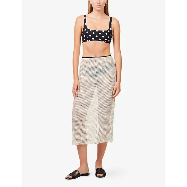 Hunza G Polka Dot Sheer Midi Skirt