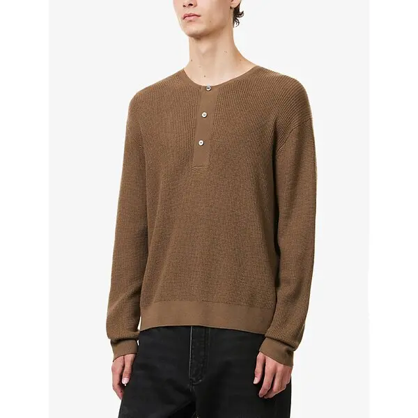 Studio Nicholson Extra Fine Merino And Cashmere Henley Jumper - Bark