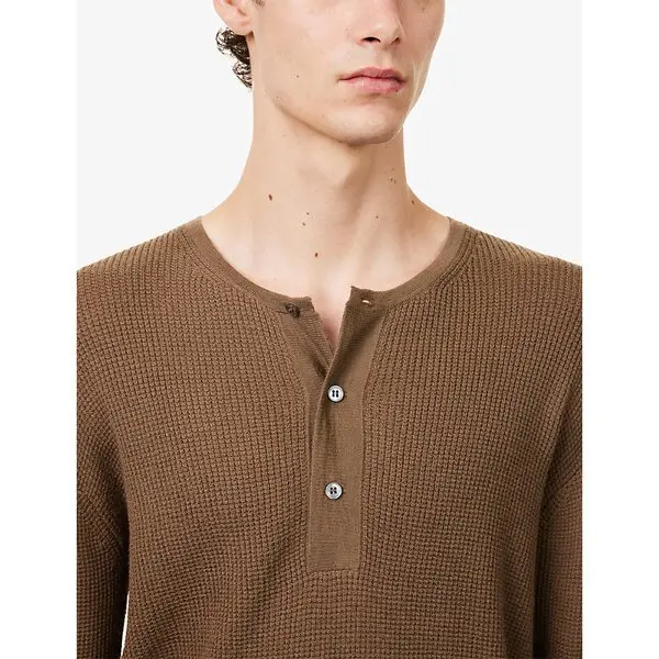 Studio Nicholson Extra Fine Merino And Cashmere Henley Jumper - Bark