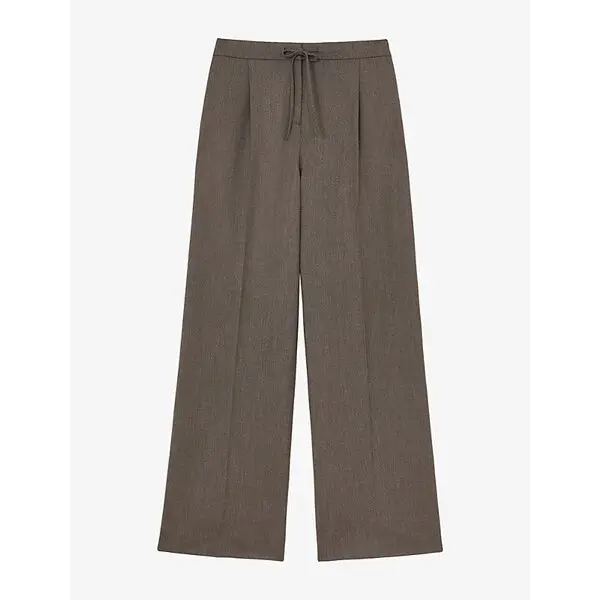 REISS Drawstring Waist Wide Leg Trousers