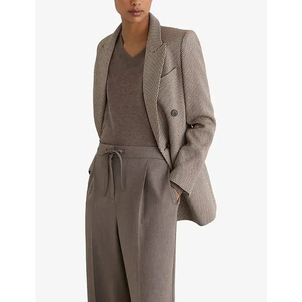 REISS Drawstring Waist Wide Leg Trousers