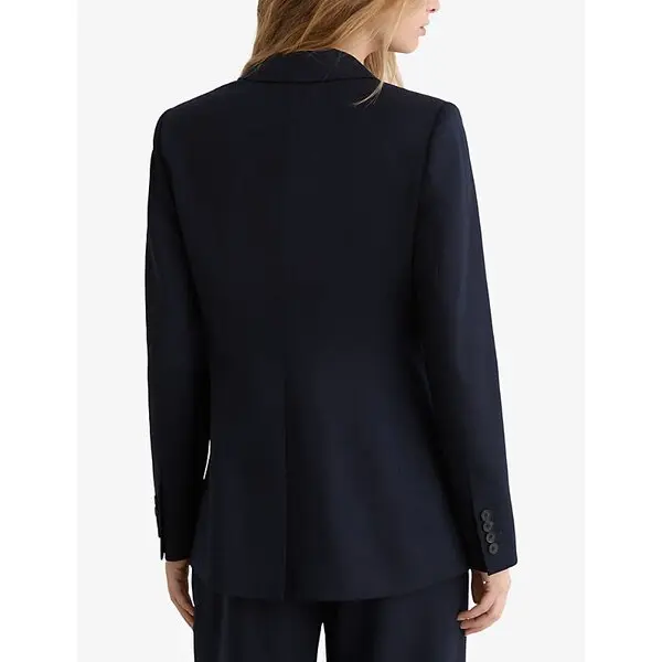 REISS Solene Double-breasted Wool-blend Blazer - Navy