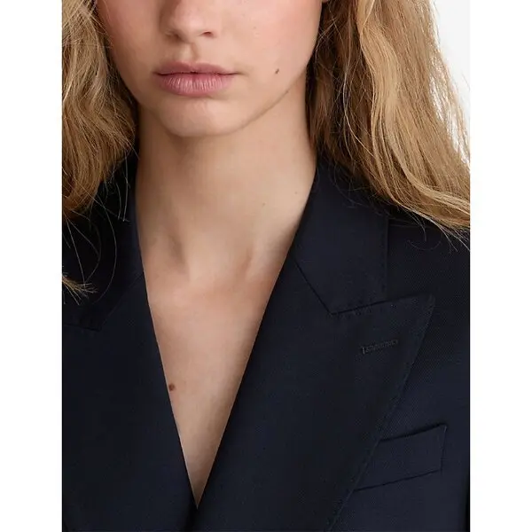 REISS Solene Double-breasted Wool-blend Blazer - Navy