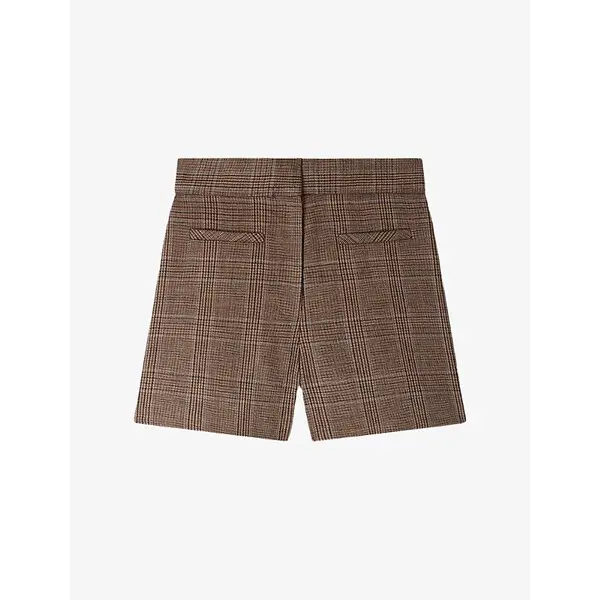 Sandro Checked High-rise Wool Shorts