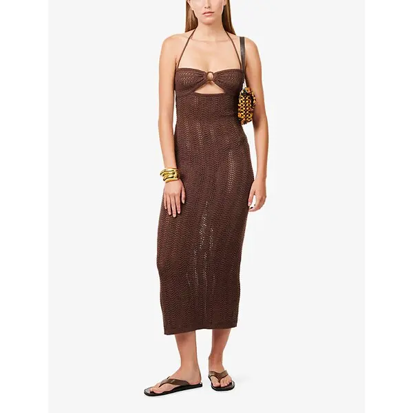 4TH & RECKLESS Miriam Halterneck Cotton-blend Maxi Dress