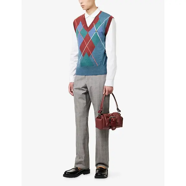 VIVIENNE WESTWOOD Argyle Logo-embroidered Wool-blend Vest