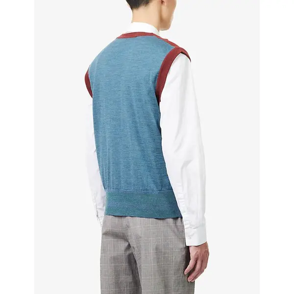 VIVIENNE WESTWOOD Argyle Logo-embroidered Wool-blend Vest