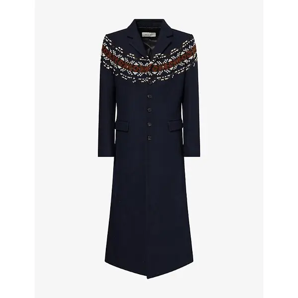 Dries Van Noten Embroidered Wool-blend Coat
