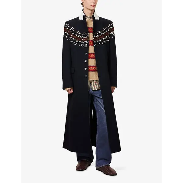 Dries Van Noten Embroidered Wool-blend Coat