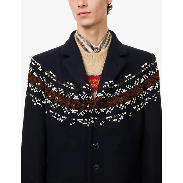 Dries Van Noten Embroidered Wool-blend Coat