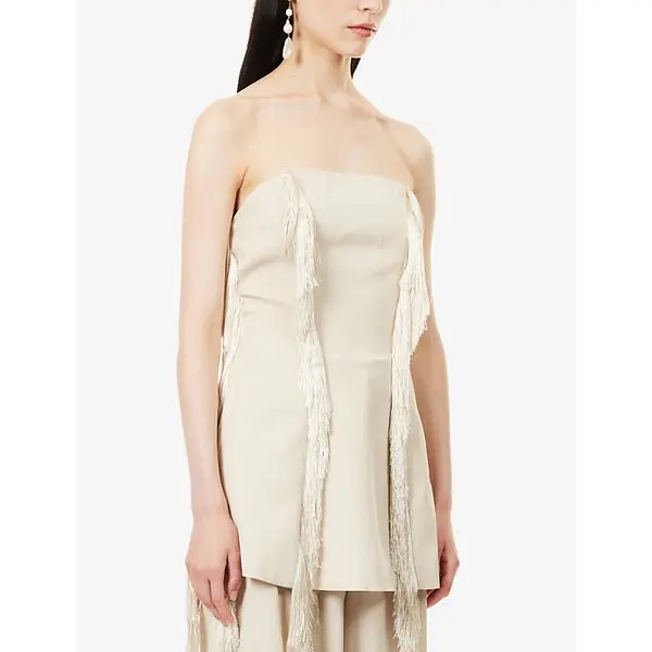 REBIRTH Sleeveless Fringed Woven Top