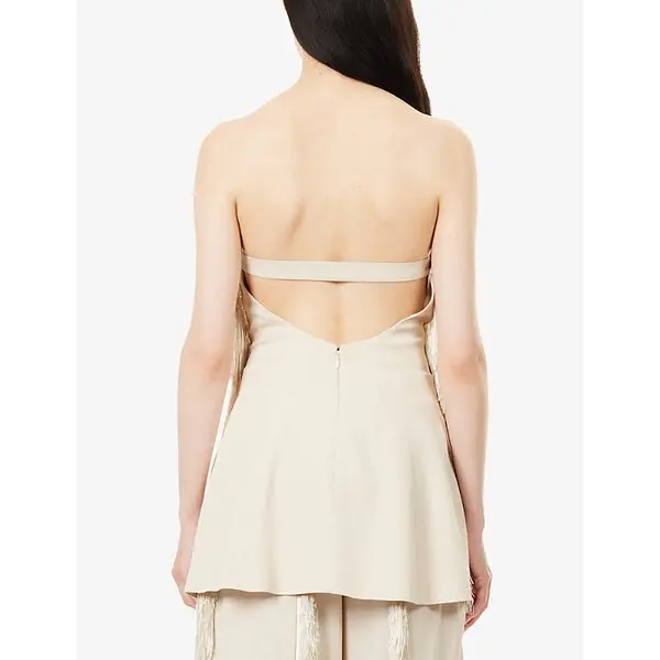 REBIRTH Sleeveless Fringed Woven Top