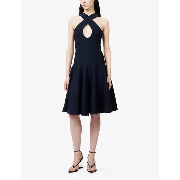 Alaïa Cross-over Knitted Silk-blend Midi Dress