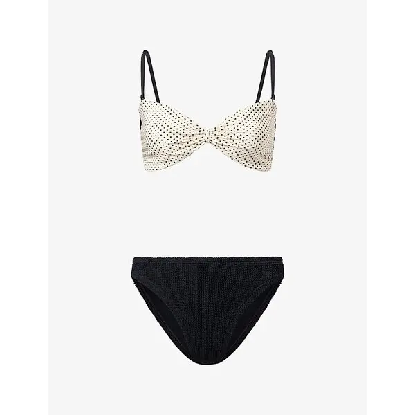 Hunza G Polka-dot Bikini Set - Black/vanilla