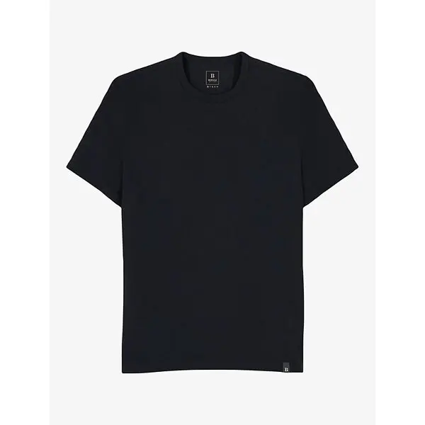 Boggi Milano Crewneck Short-sleeve Stretch Cotton-blend T-shirt - Black