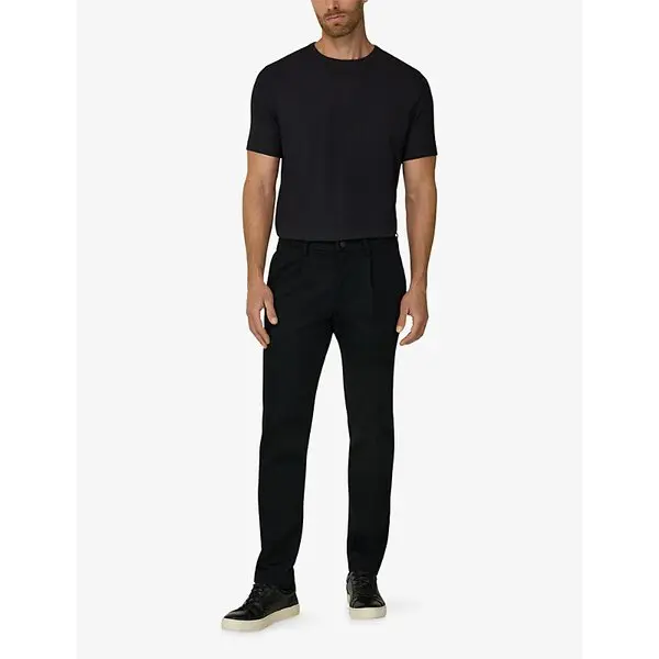 Boggi Milano Crewneck Short-sleeve Stretch Cotton-blend T-shirt - Black