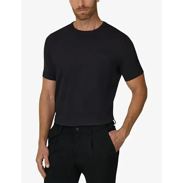 Boggi Milano Crewneck Short-sleeve Stretch Cotton-blend T-shirt - Black