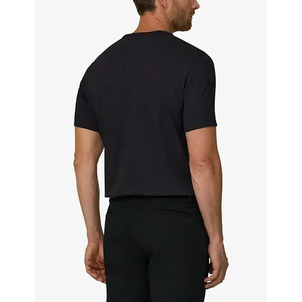 Boggi Milano Crewneck Short-sleeve Stretch Cotton-blend T-shirt - Black