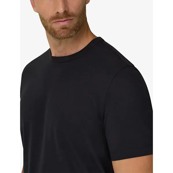 Boggi Milano Crewneck Short-sleeve Stretch Cotton-blend T-shirt - Black