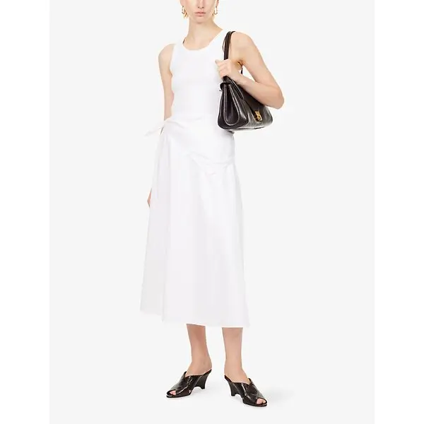 Vince A-line Cotton Midi Skirt With Self-tie Scarf