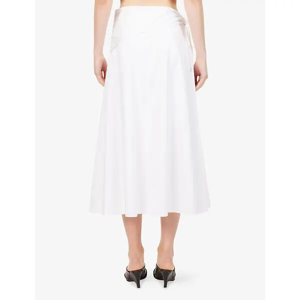 Vince A-line Cotton Midi Skirt With Self-tie Scarf