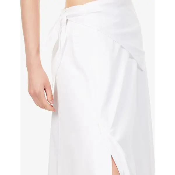 Vince A-line Cotton Midi Skirt With Self-tie Scarf