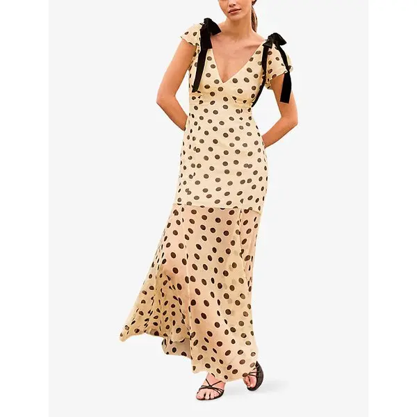 RO&ZO Natasha Polka-dot Maxi Dress