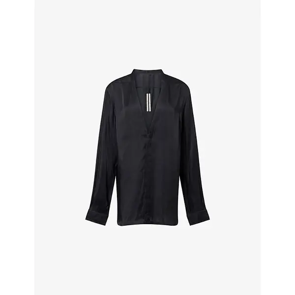 Rick Owens Larry V-neck Satin Shirt