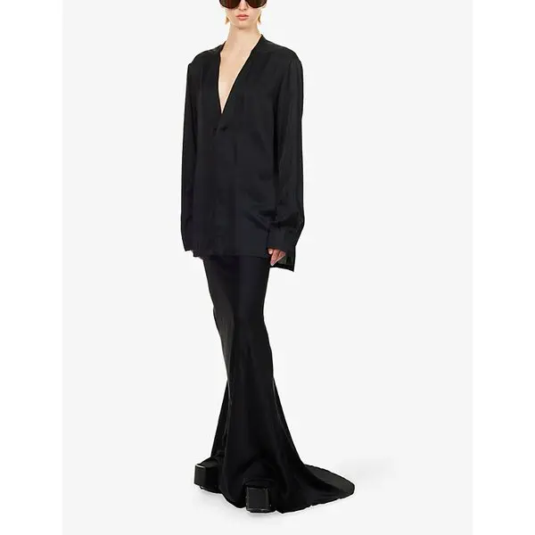 Rick Owens Larry V-neck Satin Shirt