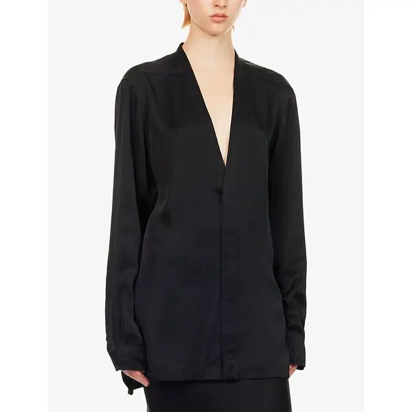 Rick Owens Larry V-neck Satin Shirt