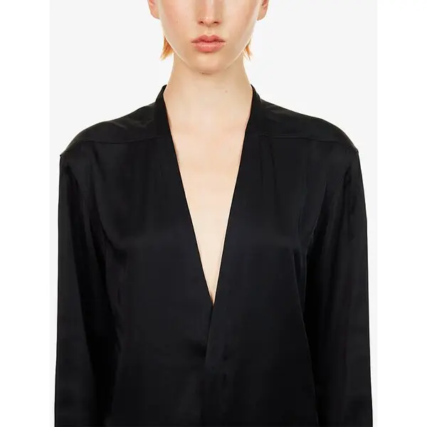 Rick Owens Larry V-neck Satin Shirt