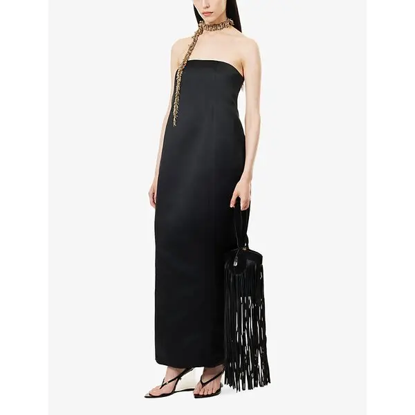 REEM ALKANHAL Strapless Woven Maxi Dress