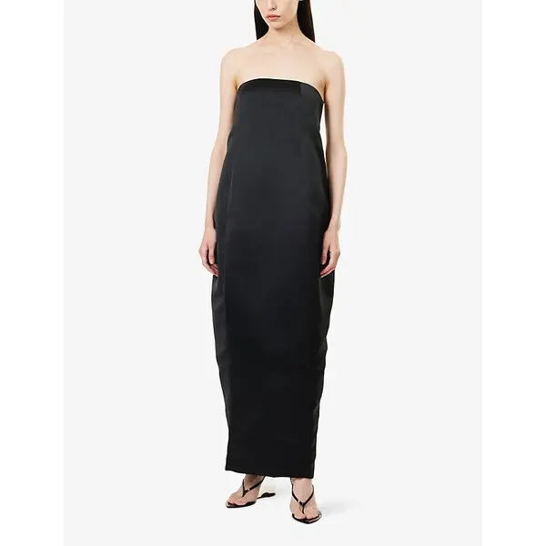 REEM ALKANHAL Strapless Woven Maxi Dress