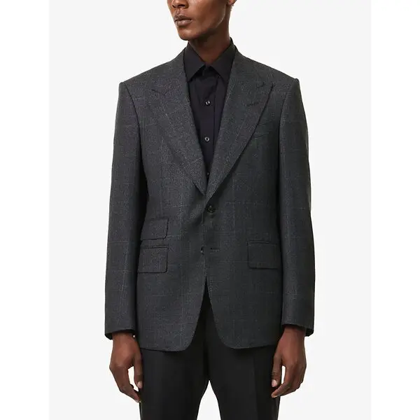 TOM FORD Shelton Overcheck Single-breasted Wool Jacket
