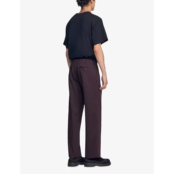 Sandro Wide-leg Elasticated-waist Cotton Trousers