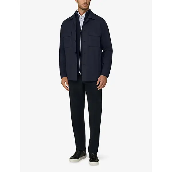 Boggi Milano Collared Zip-up Stretch-cotton Jacket
