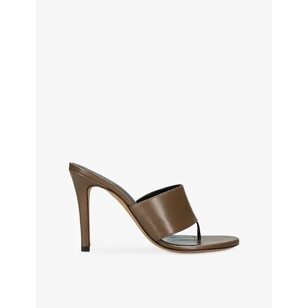 JUDE Leather Stiletto Heeled Sandals - Mid Brown