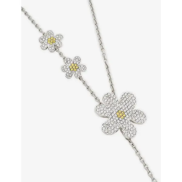 Marni Rhinestone Daisy Long Brass Necklace