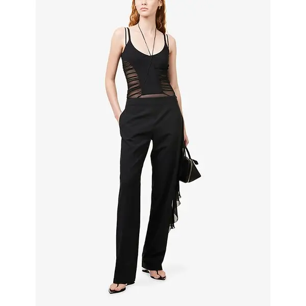NENSI DOJAKA Sheer-panel Sleeveless Stretch-woven Bodysuit