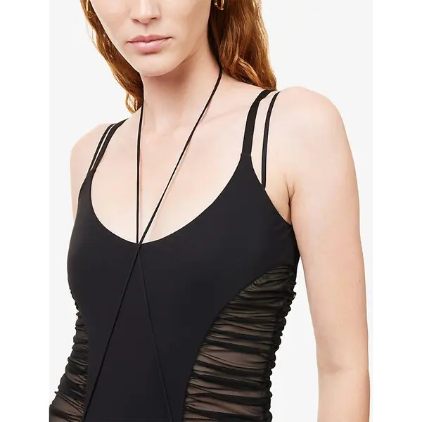 NENSI DOJAKA Sheer-panel Sleeveless Stretch-woven Bodysuit